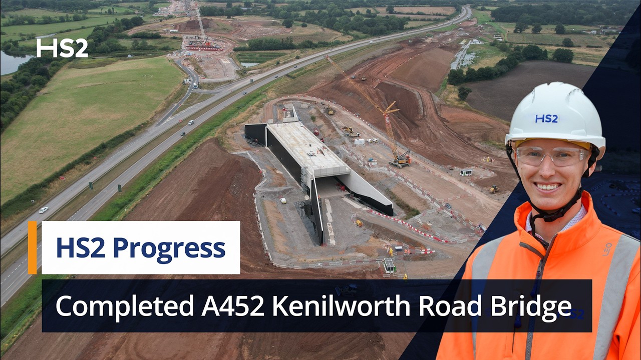 In depth look at HS2’s completed A452 Kenilworth Road Bridge - YouTube