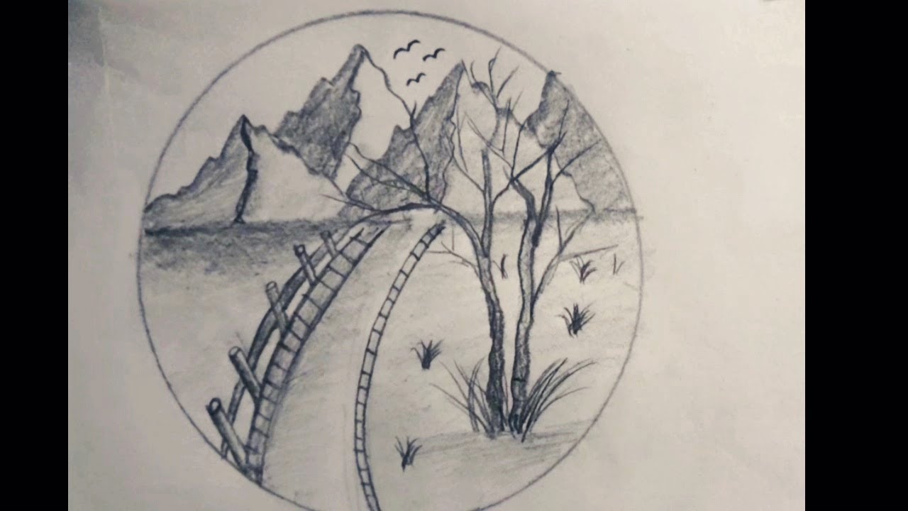 How To Draw a Landscape Scenery Drawing , pencilsketch Drawing Tutorial ...
