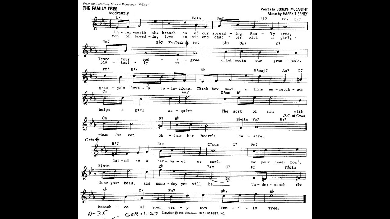 BACKING TRACK - THE FAMILY TREE (Harry Tierney) Eb 160 BPM SWING - YouTube
