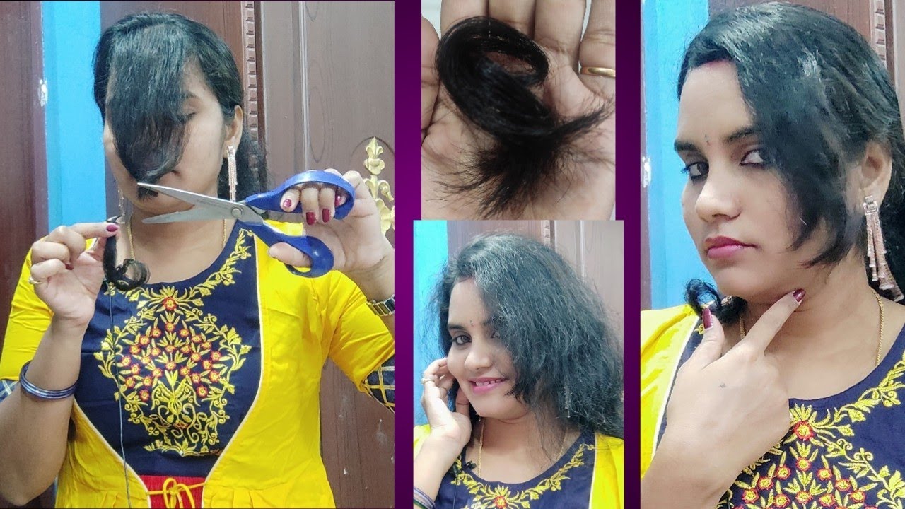 Front Hair Cut At Home || How To Cut Your Own Hair At Home ...