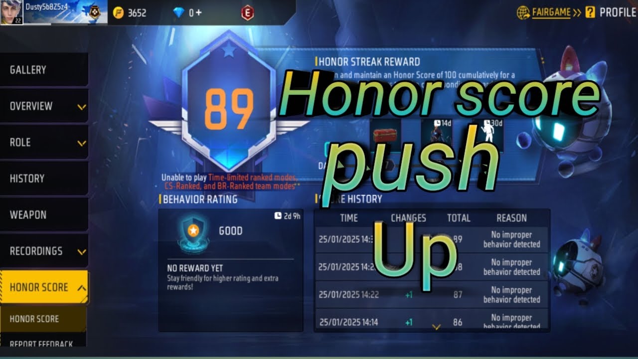 I am playing free fire with my brother and I push up Honor score in ...