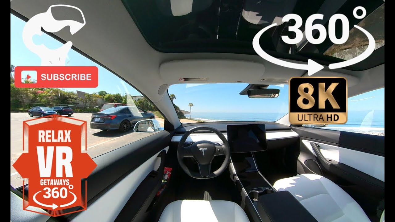VR 360° 8k GETAWAYS // 2019 TESLA MODEL 3 DRIVER SEAT OCEAN VIEW - YouTube