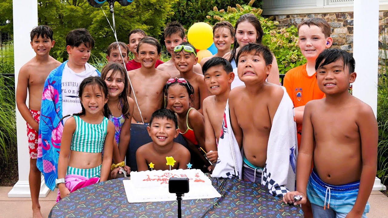 Brother's 9th Birthday Pool Party - YouTube