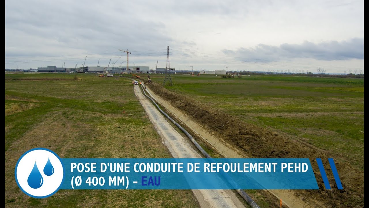 SADE - Pose d'une conduite de refoulement PEhd Ø 400 mm - YouTube