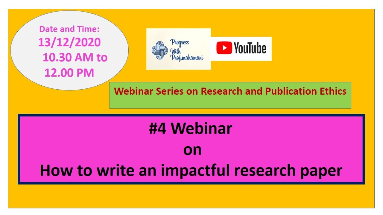 How to write an impactful research paper Part-1 | Progress with Prof ...