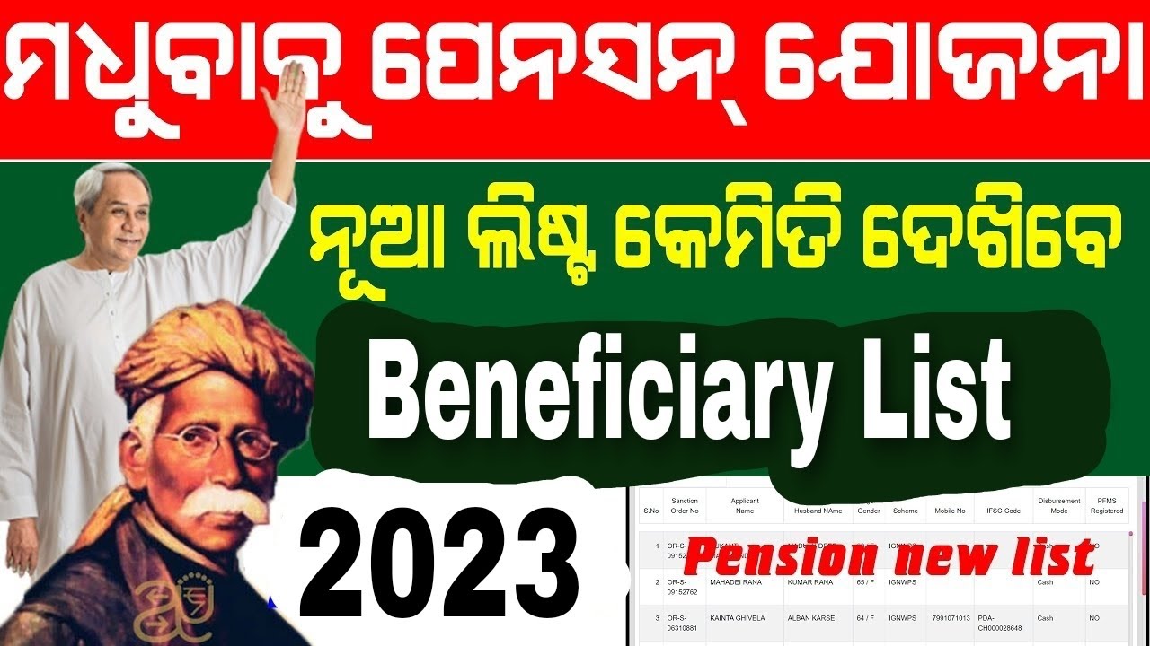 MadhuBabu Pension Yojana Beneficiary List 2023 Odisha / MadhuBabu ...