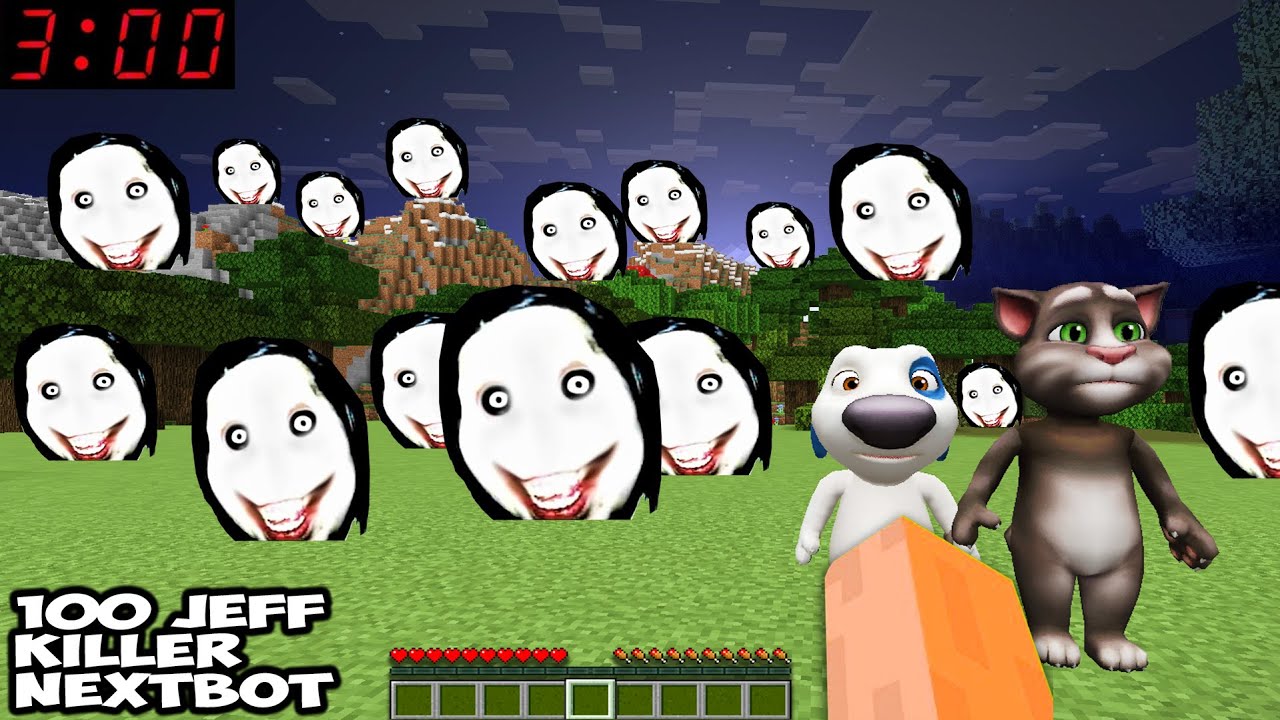 100 JEFF THE KILLER NEXTBOTS IS CHASING US in Minecraft - Gameplay ...