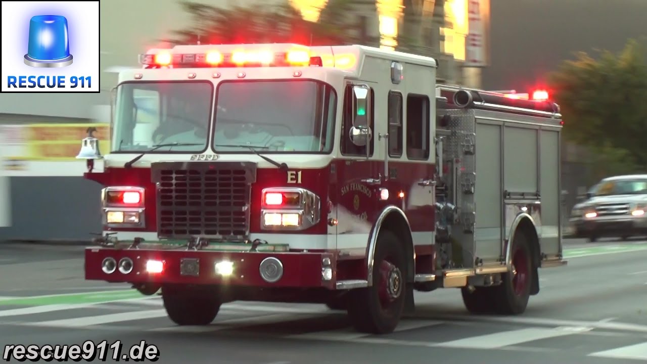Engine 1 + Rescue 1 + Truck 1 SFFD - YouTube