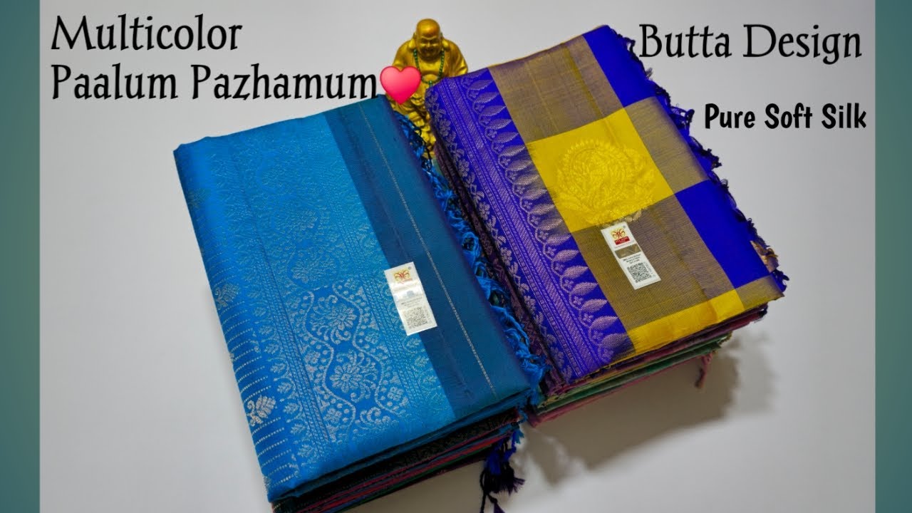 Multicolor Paalum Pazhamum Design | Butta Design Soft Silk Sarees With ...