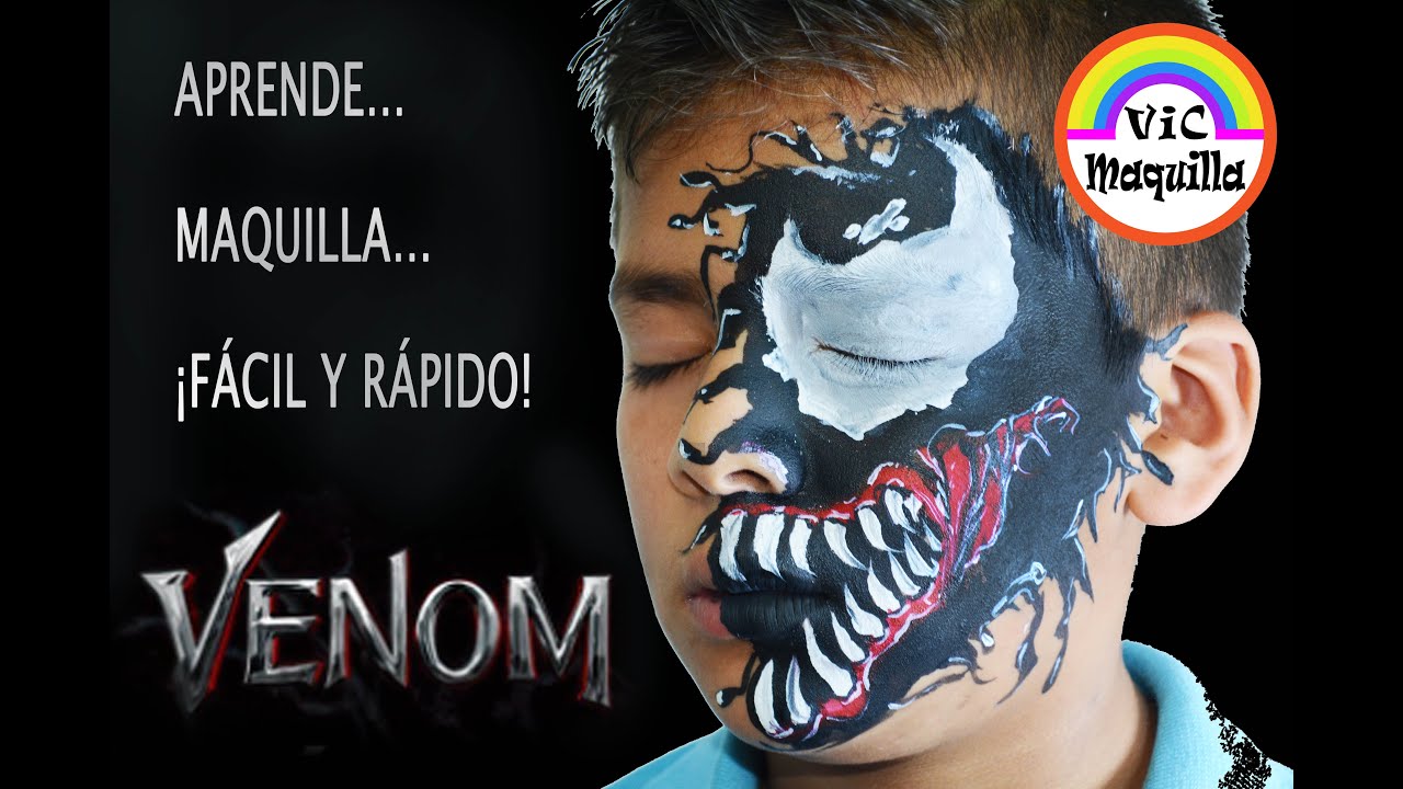 Cómo maquillar de VENOM, paso a paso/Pintacaritas - YouTube
