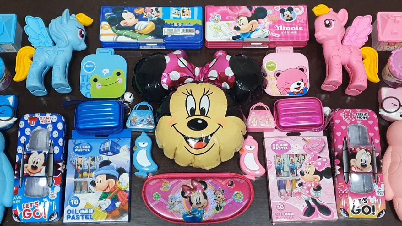 MICKEY MOUSE & MINNIE MOUSE ! MIXING RANDOM THINGS INTO GLOSSY SLIME ...