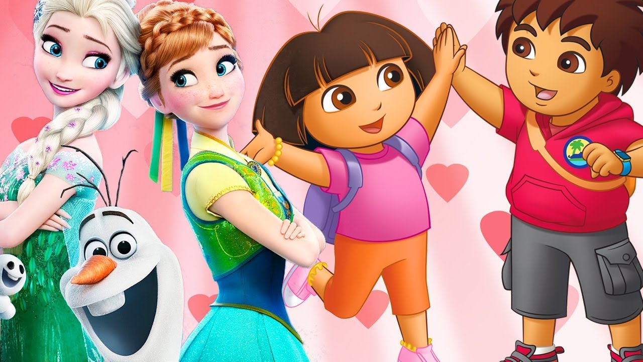 Dora the Explorer Diego Frozen Elsa Anna Olaf Doc McStuffins & Friends ...