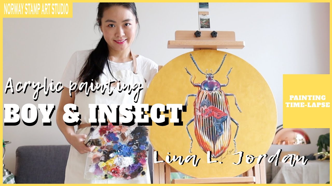 How to paint a beetle with acrylic - Boy and insect 2 (with sub ...