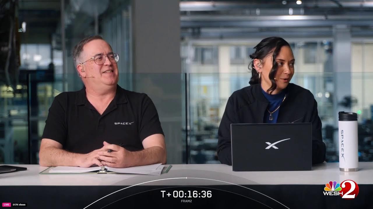 WESH 2 is live: SpaceX Fram2 polar orbit mission launch - YouTube
