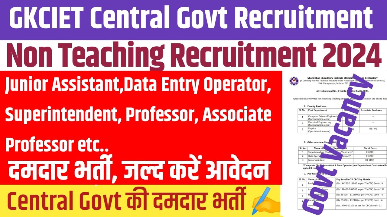 GKCIET Central Govt Recruitment 2024 | Ghani Khan Chaudhary Institute ...