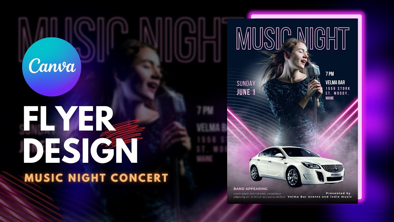 Flayer Design With Canva | Poster Design | Music Night | DigitalMitra ...