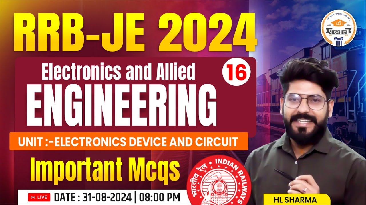 RRB-JE Vacancy 2024 || Electronics device and Circuit #16 Important MCQ ...