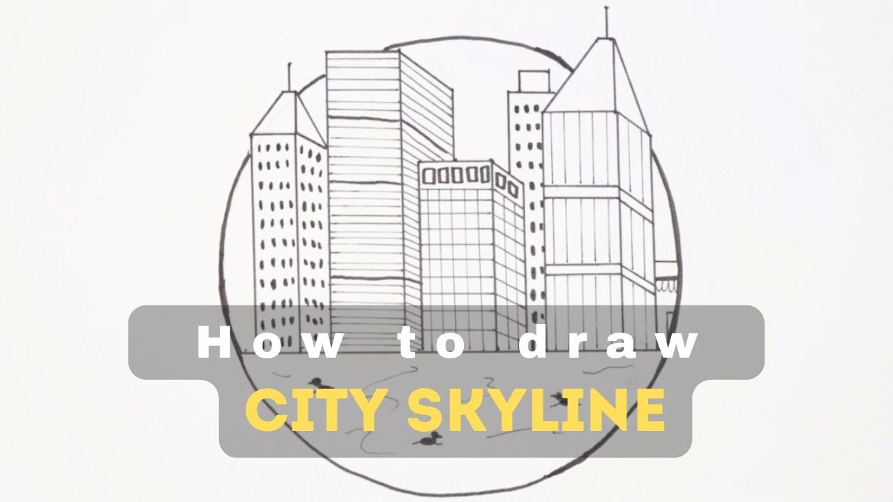 HOW to draw a City Skyline - YouTube