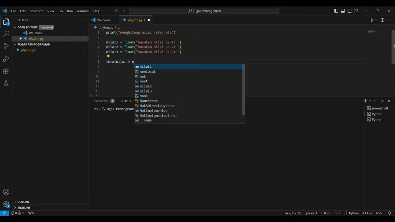 MENGHITUNG NILAI RATA-RATA MENGGUNAKAN BAHASA PEMROGRAMAN PYTHON DI ...