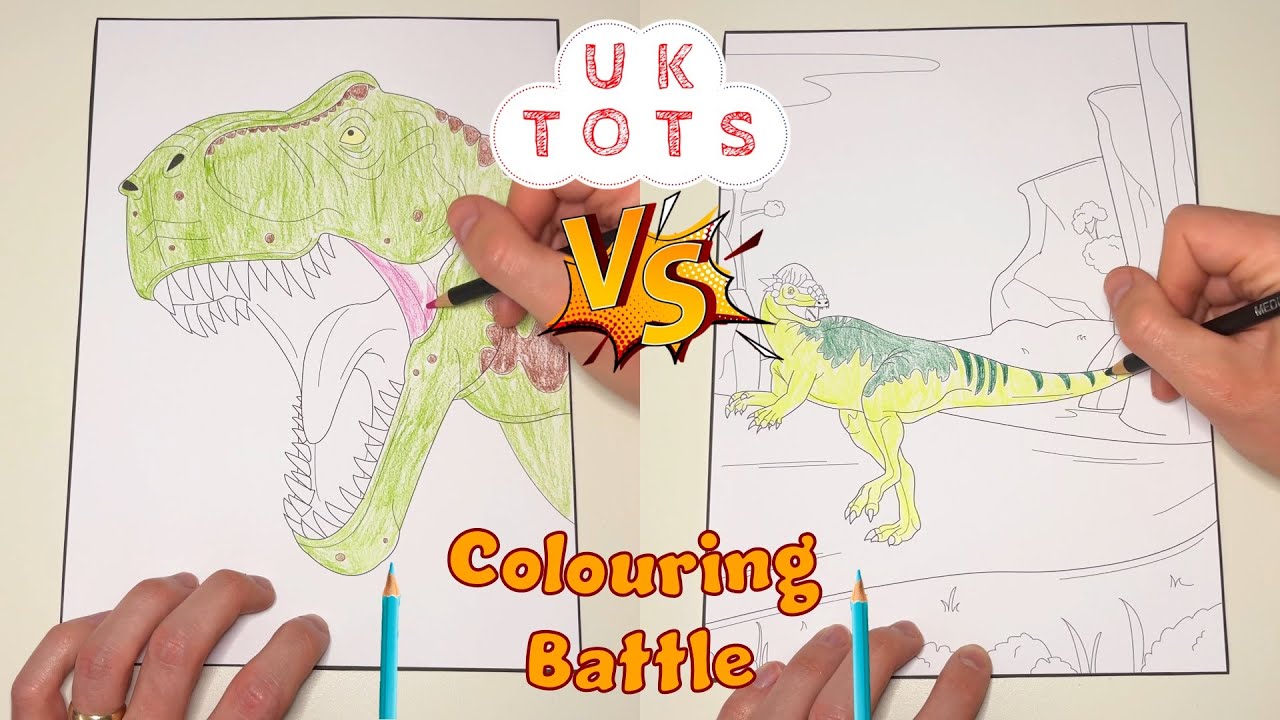 Dinosaur Colouring Battle: T-Rex vs Pachycephalosaurus | Who Will Be ...