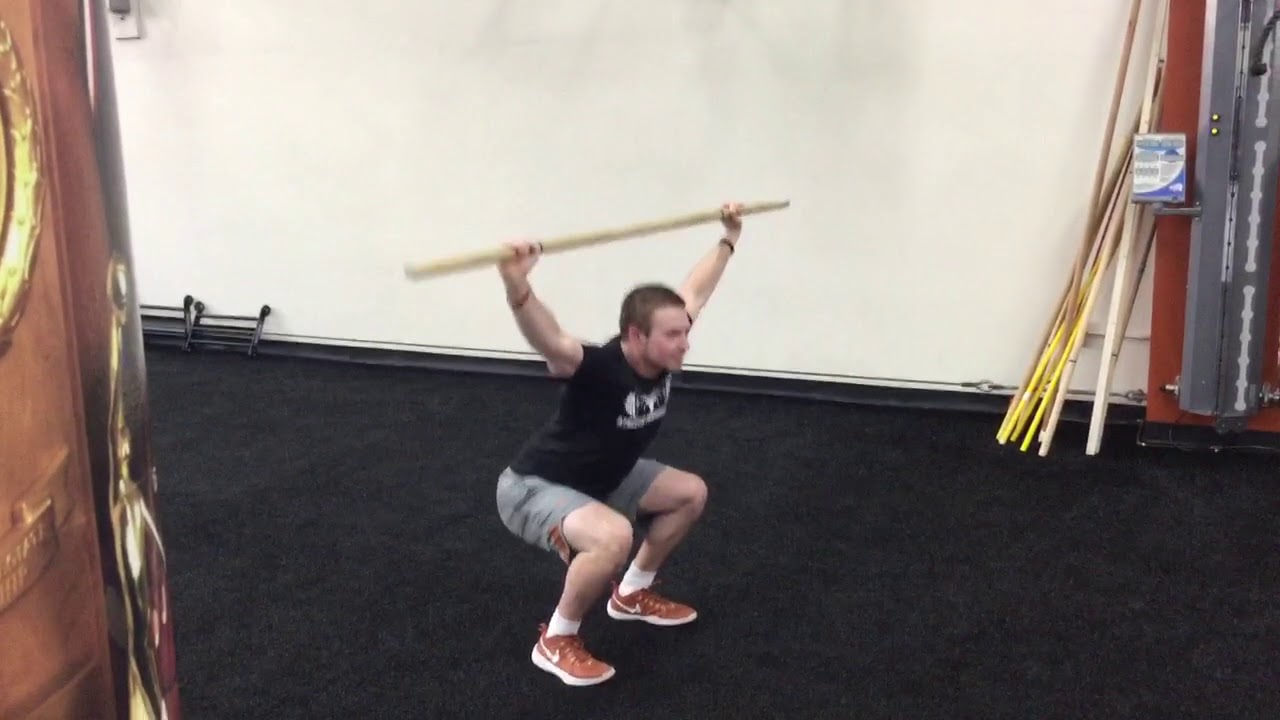 Overhead Squats with dowel - YouTube