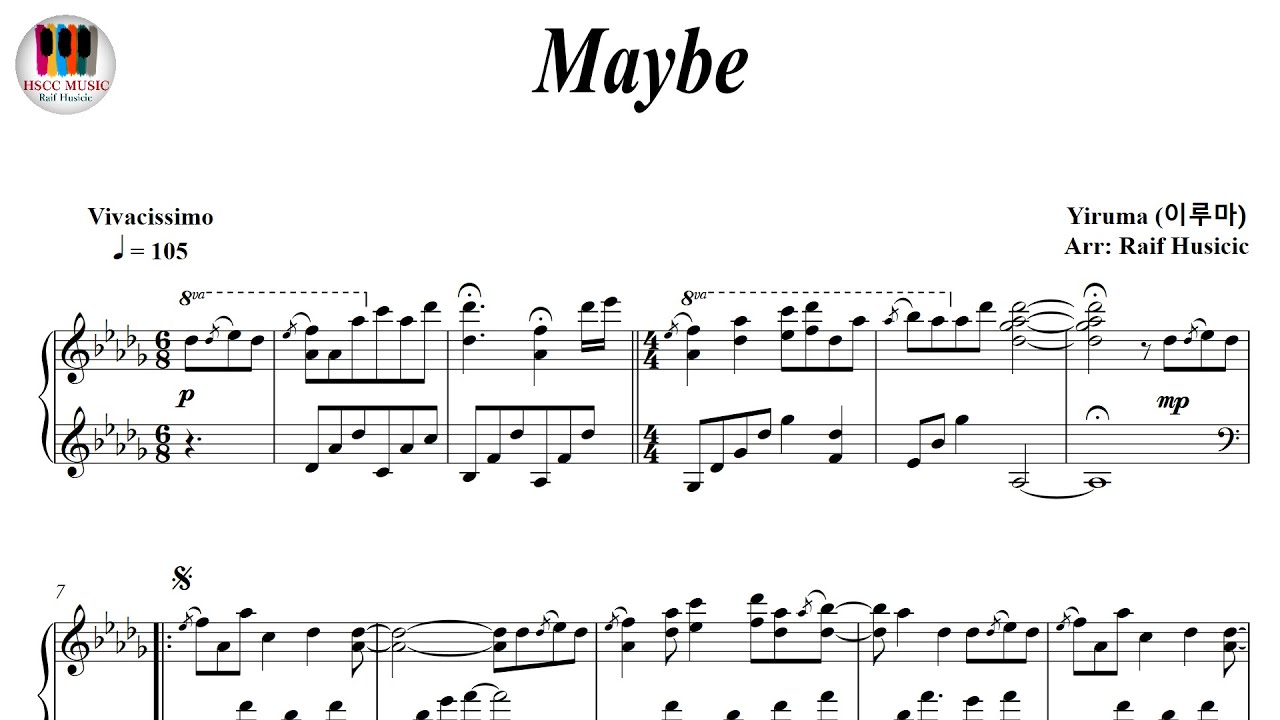 Maybe - Yiruma, 이루마, Piano Sheet Music - YouTube