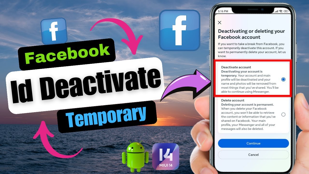 How To Temporarily Deactivate Facebook Account - YouTube