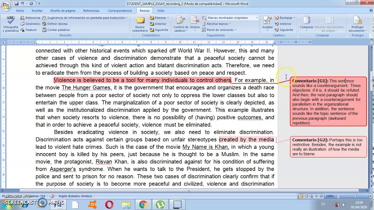 EDITING SAMPLE ESSAY Recording 2 - YouTube