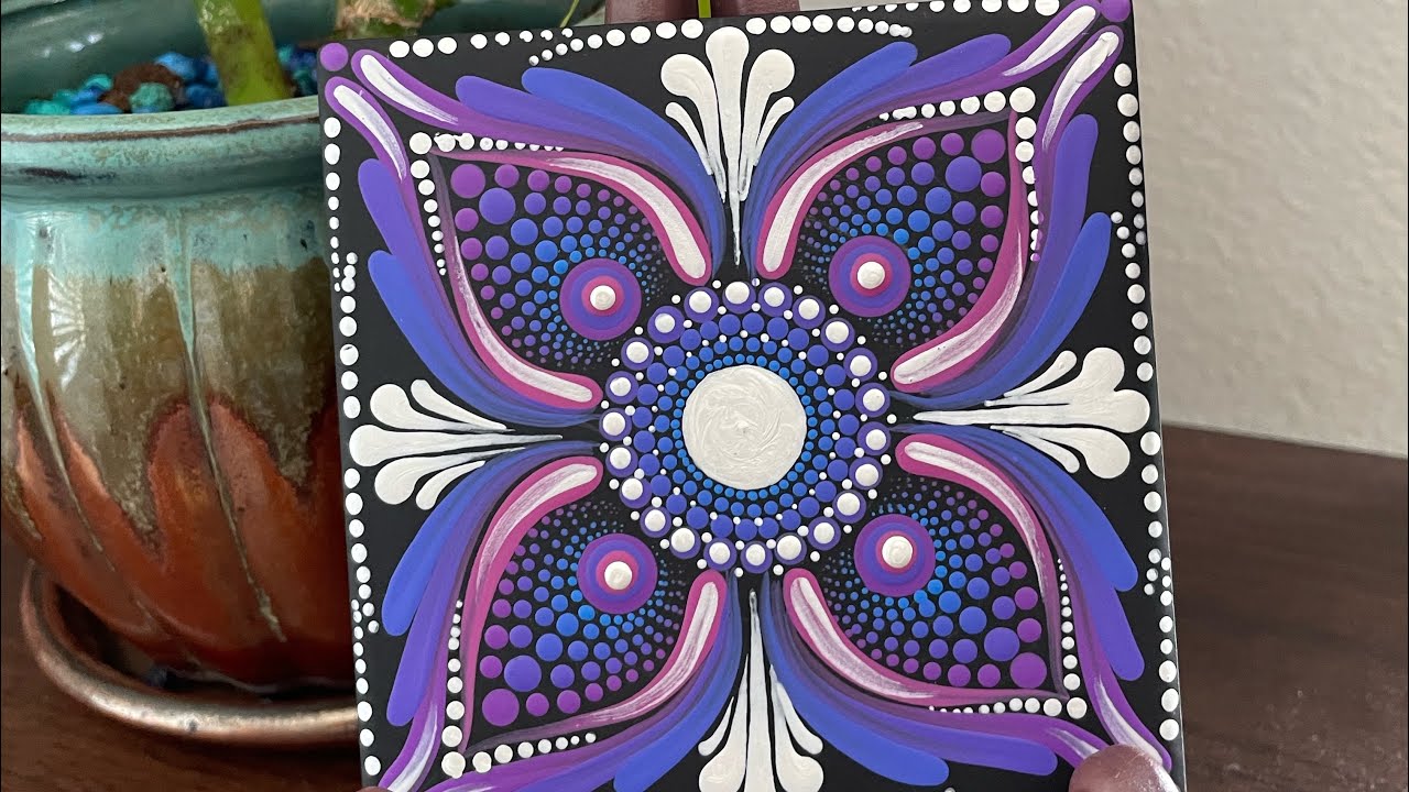 Coaster design|Easy step-by-step tutorial|Satisfying|Purple & blue ...