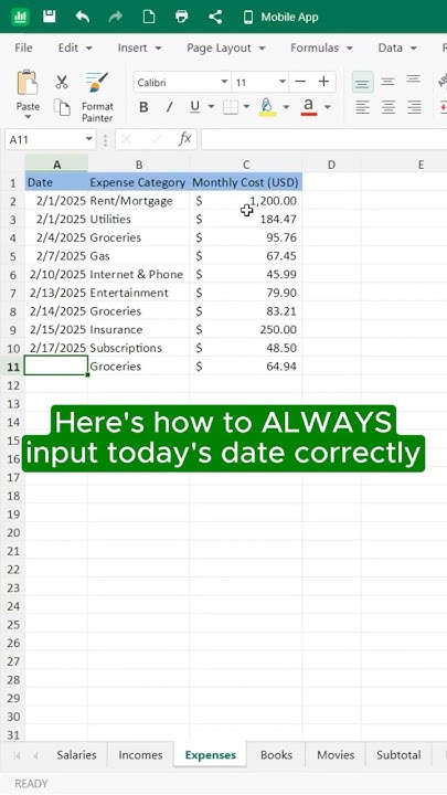 Sheets Hack | 🗓️ Today’s date shortcut - the perfect everyday hack #sheets #excel #exceltips ...