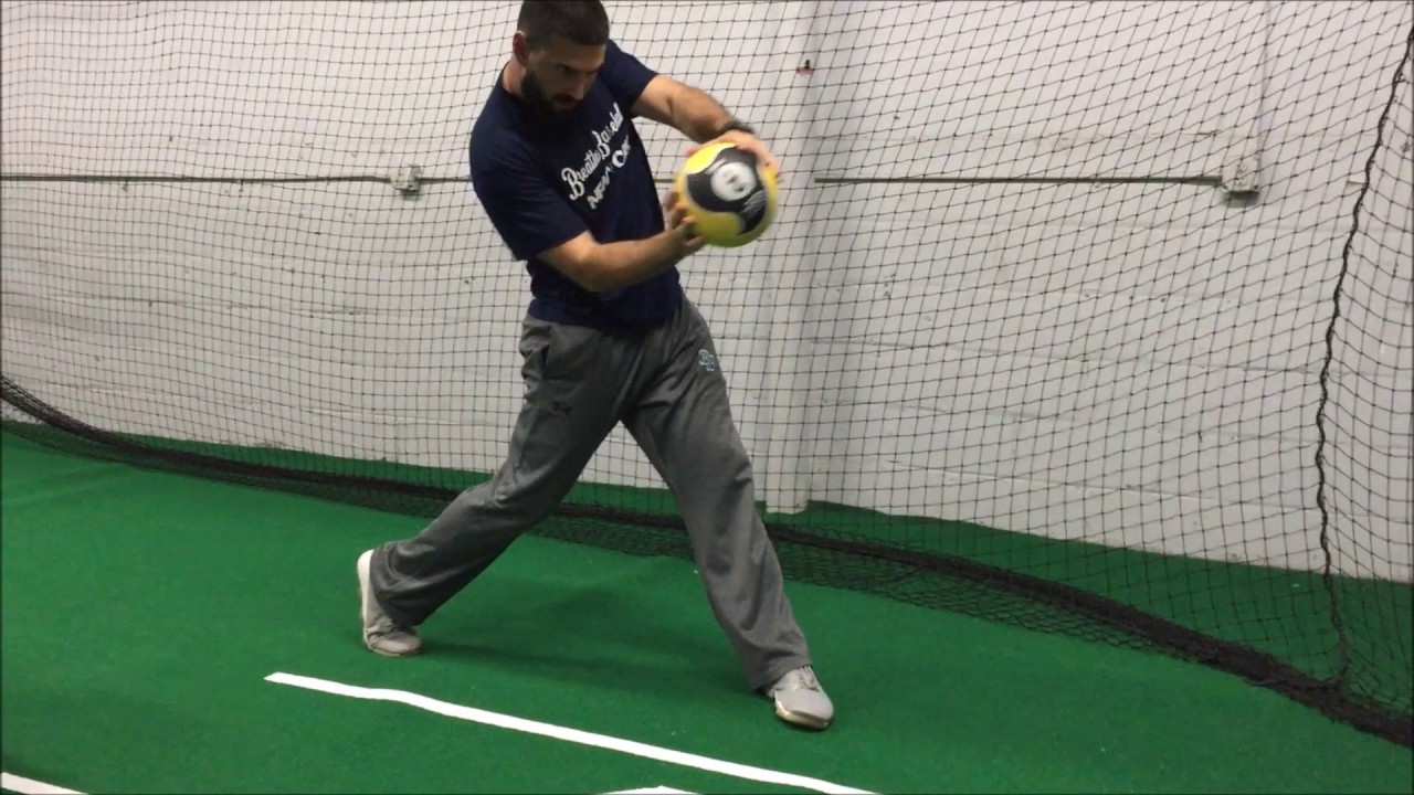 Breathe Baseball Game Load MB Rotational Swing Drill - YouTube
