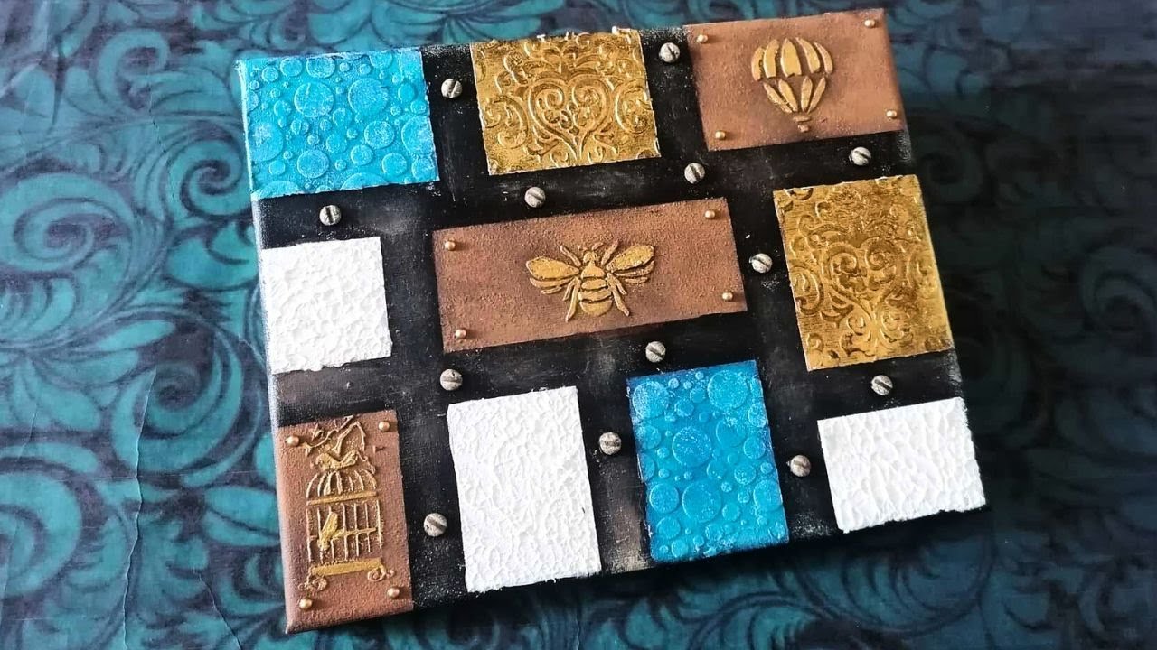 Mixed media canvas tutorial - step by step - easy - YouTube