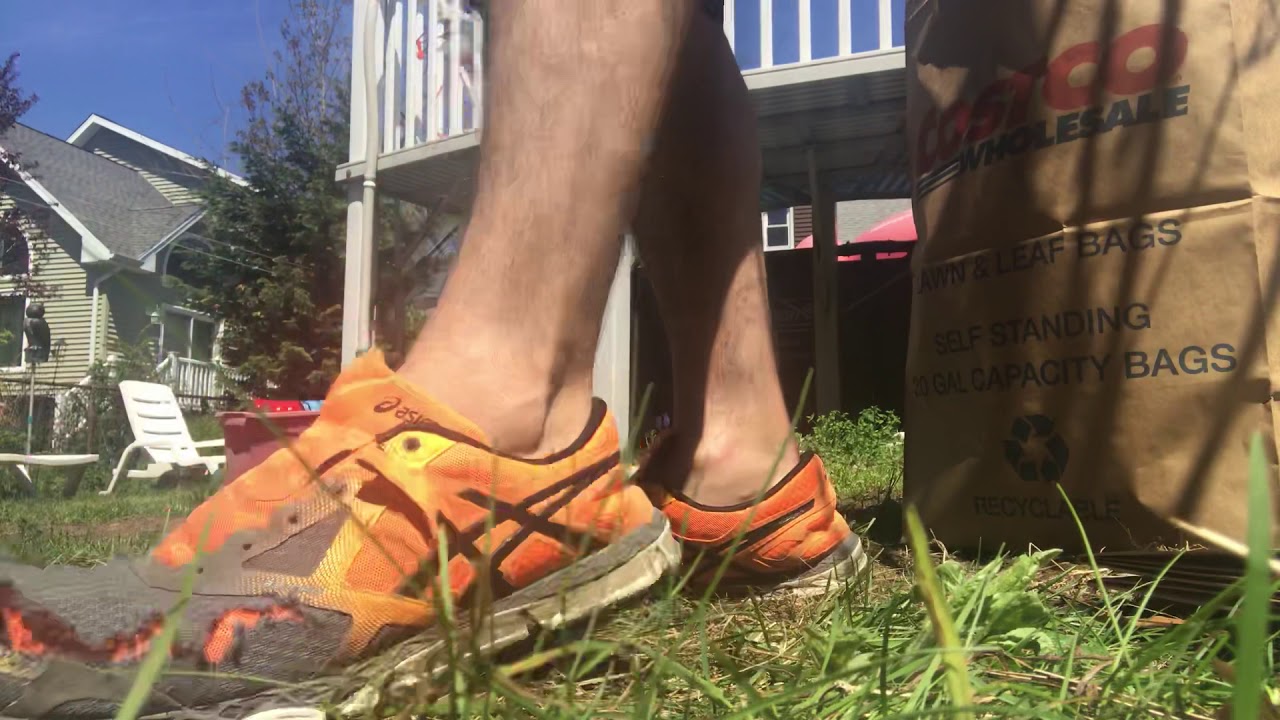 Doing Yard Work Wearing My Hot Trashed Asics Running Shoes-2 - YouTube