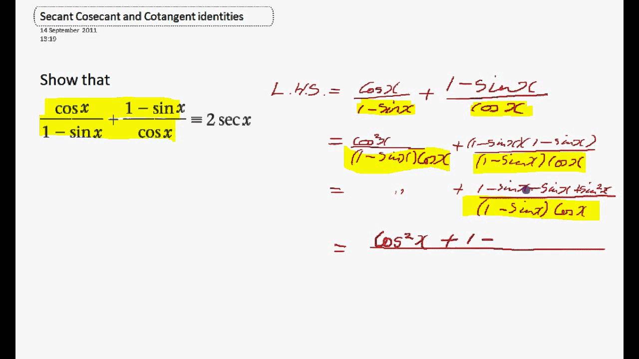 Secant identity Trigonometry - YouTube