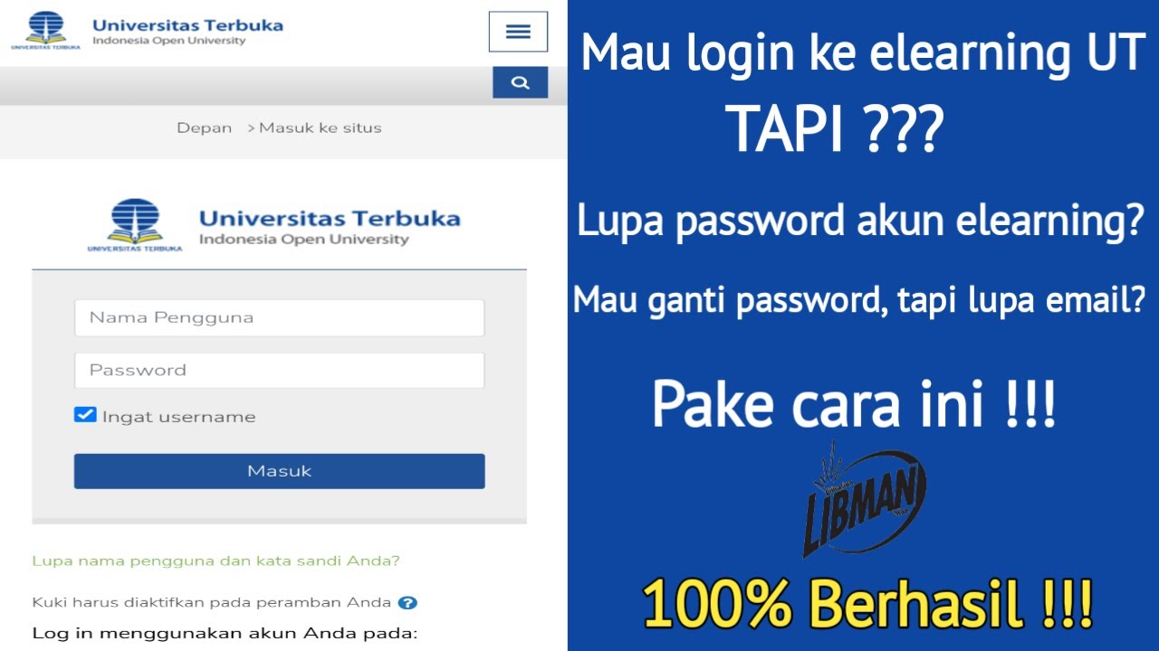 Cara reset password akun elearning UT || Bagi Mahasiswa-Mahasiswi ...