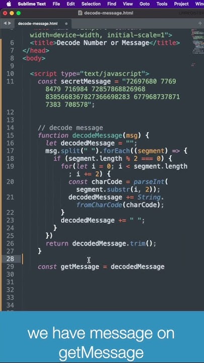Decoding Secret Messages In Javascript Htmlcss Tutorial Webdevelopment Youtube 