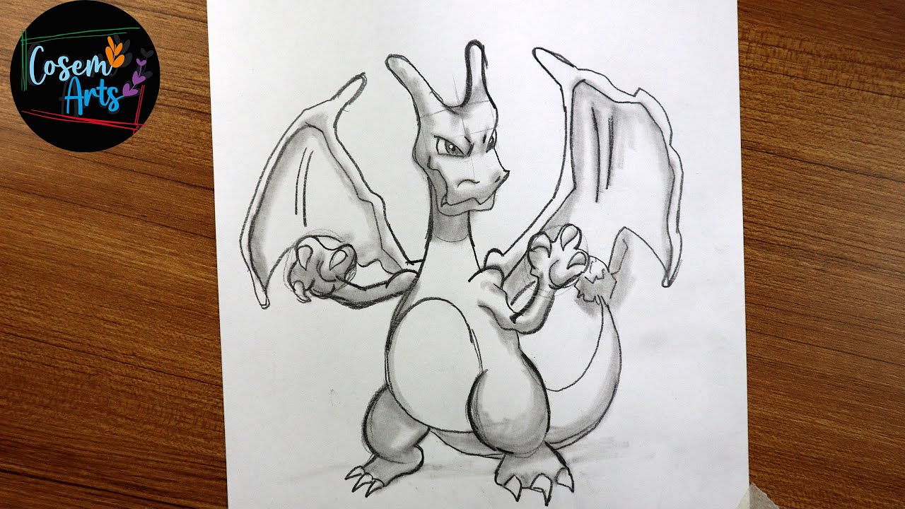 how to draw charizard pokemon with pencil || pokemon character Drawing ...