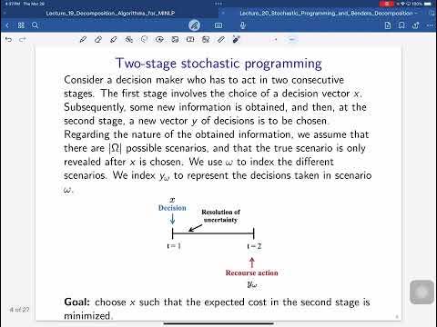 Lecture 20 Stochastic Programming and Benders Decomposition - YouTube