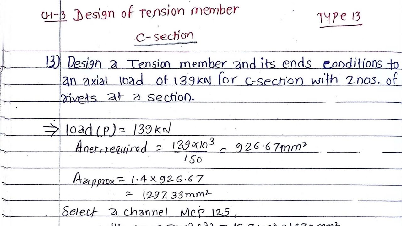 Unit:3 | Tension Member | Types:13 | Numerical | Prashant YT | BE Civil ...