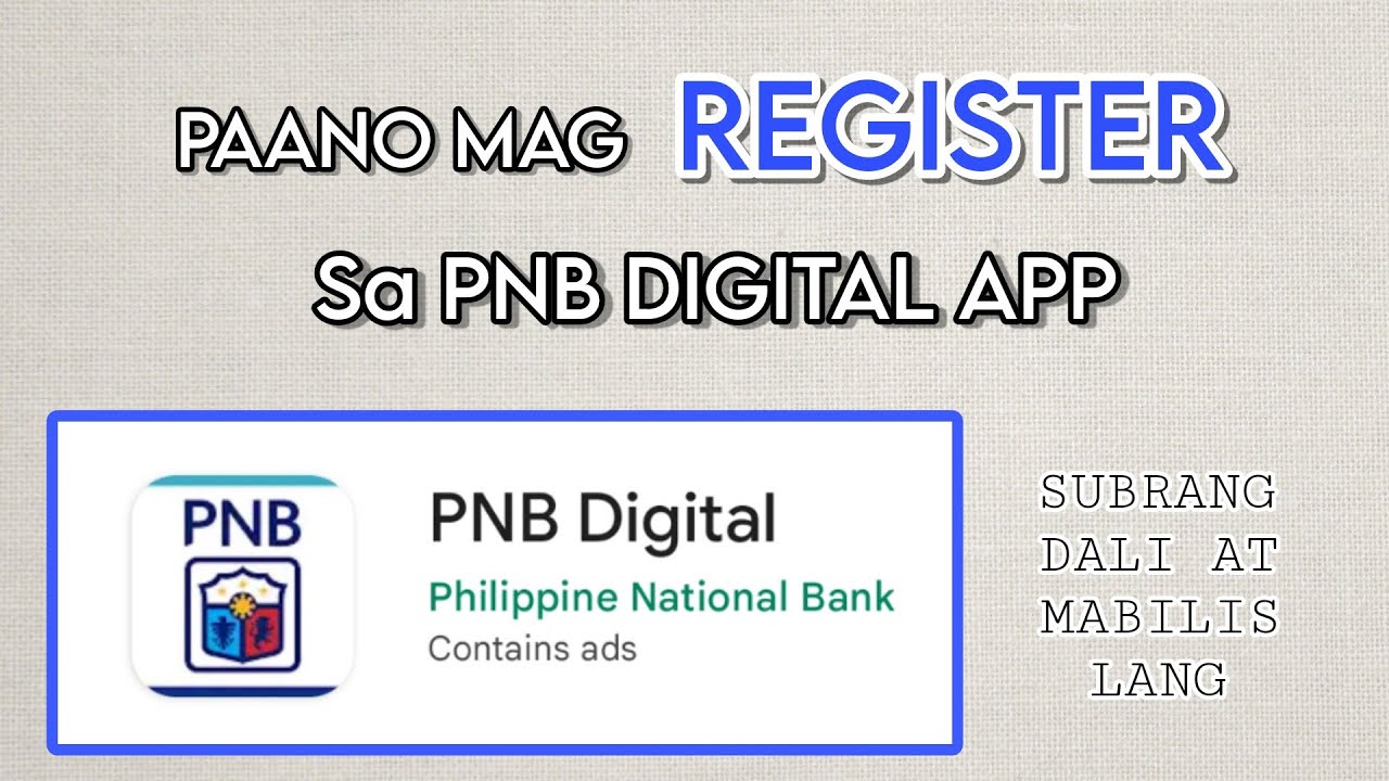 Paano mag Register sa PNB Digital App / How to Register in PNB Digital ...