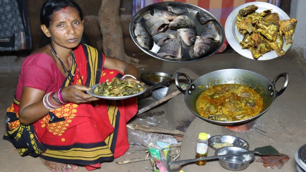 Tribe Women Cooking Fish Curry || Adivasi Fish Recipe || Tilapia Fish ...