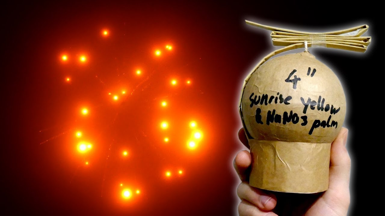 4 INCH selfmade sunrise YELLOW & GOLD GLITTER PALM Kugelbombe / 100mm ...