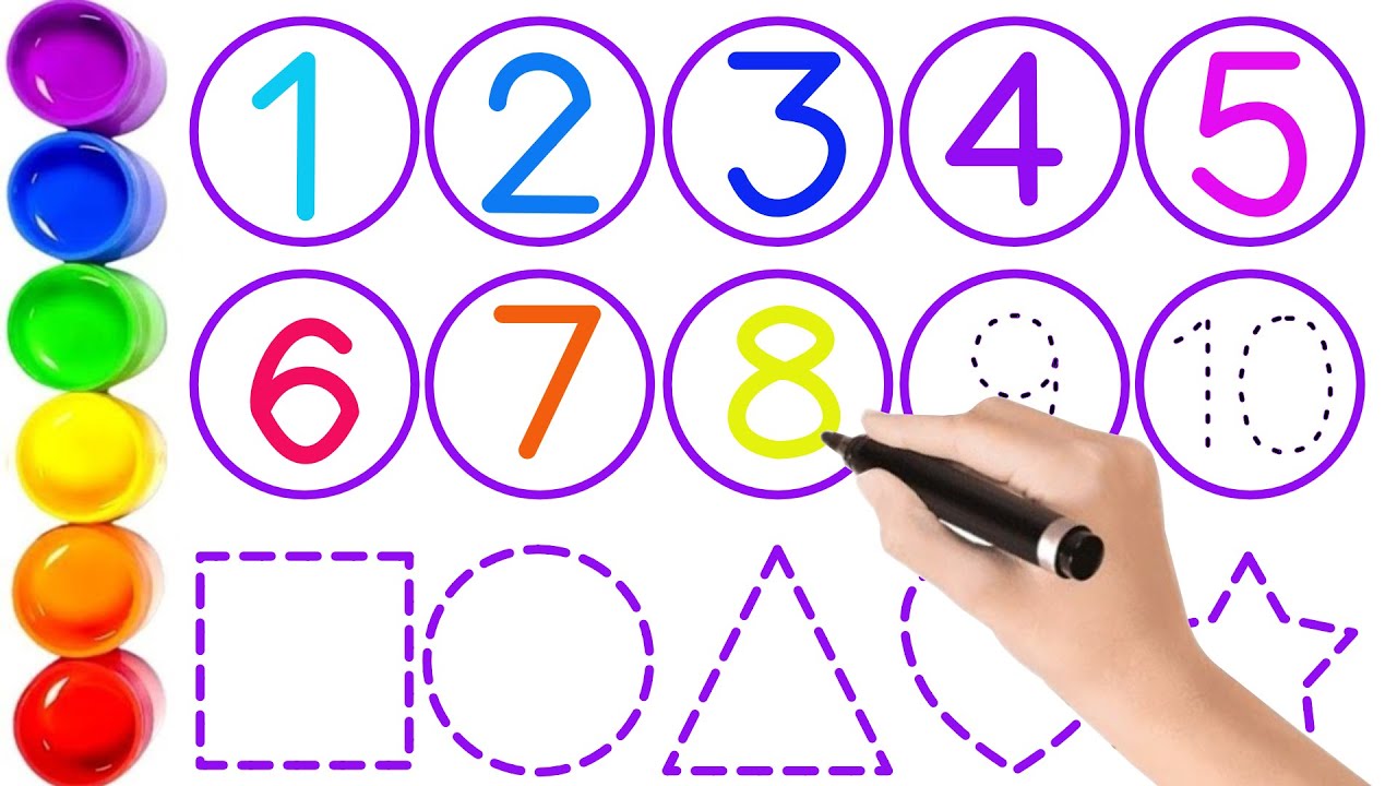 Learning Numbers and Shapes tracing Fun Activity for Kids | Easy Draw ...