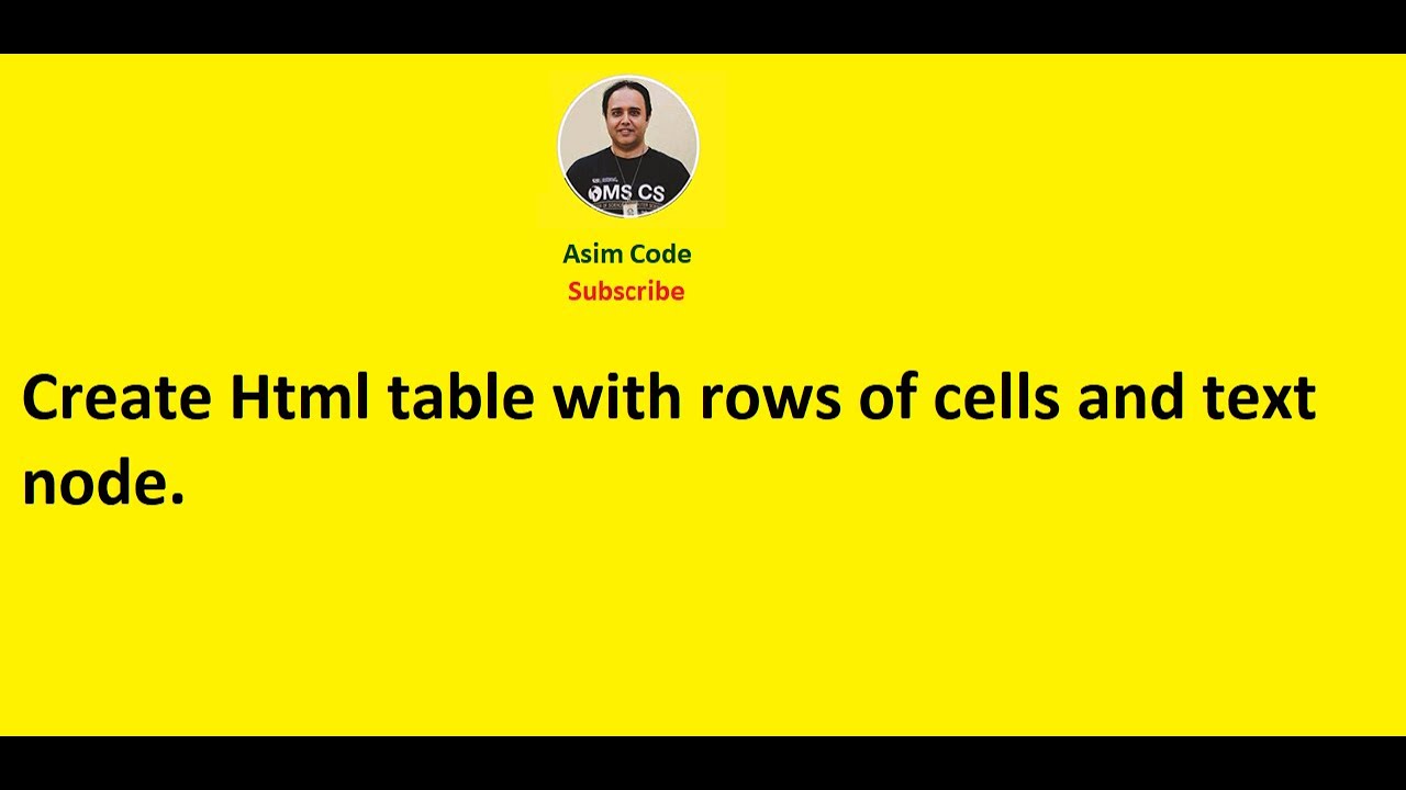 Create Html Table With Rows Of Cells And Text Node Using For Loops 9025