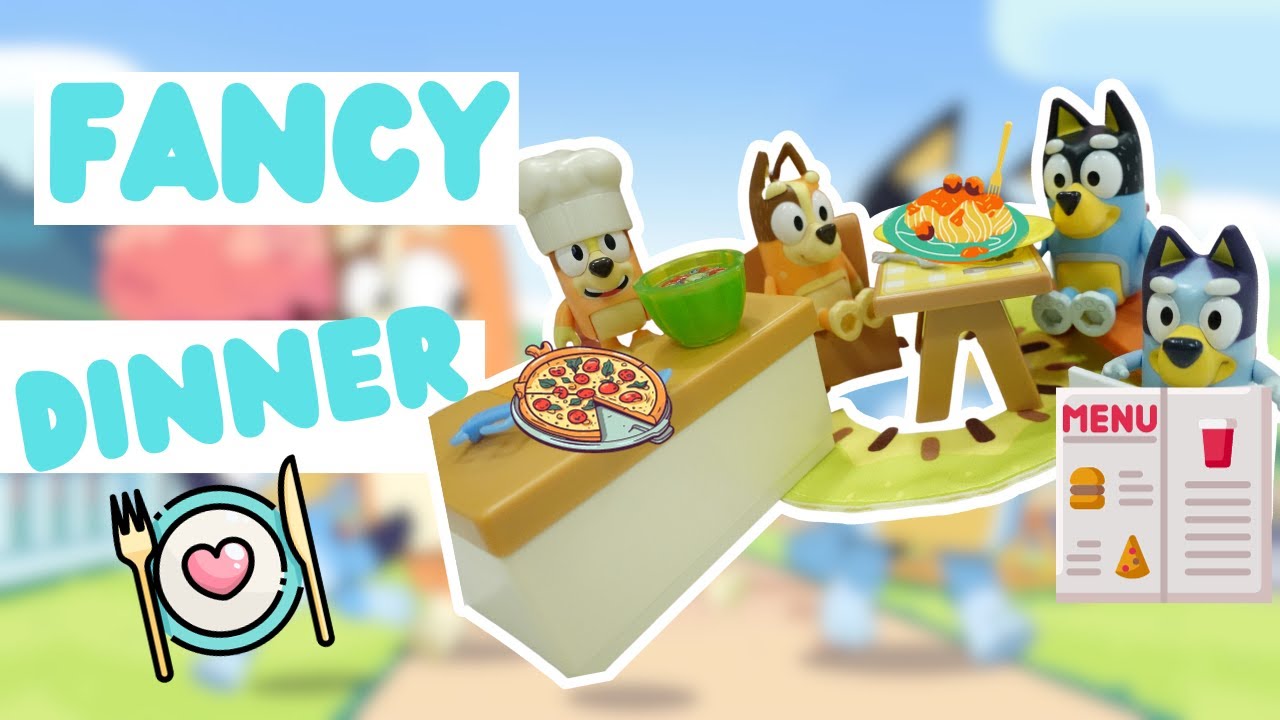 BLUEY AND BINGO PLAY FANCY DINNER WITH MOM AND DAD - YouTube