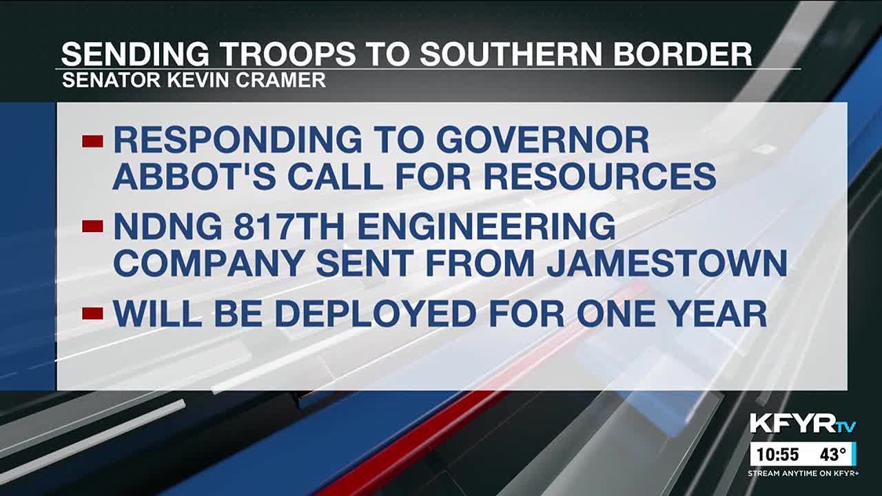 Senator Kevin Cramer sends off ND troops to southern border - YouTube