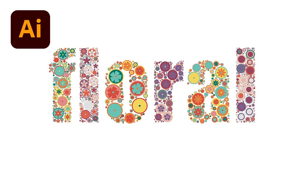Fast ! Make Flower Fill in Text | Adobe Illustrator Tutorials - YouTube