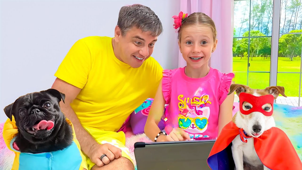 Nastya and dad study animals at the zoo - YouTube