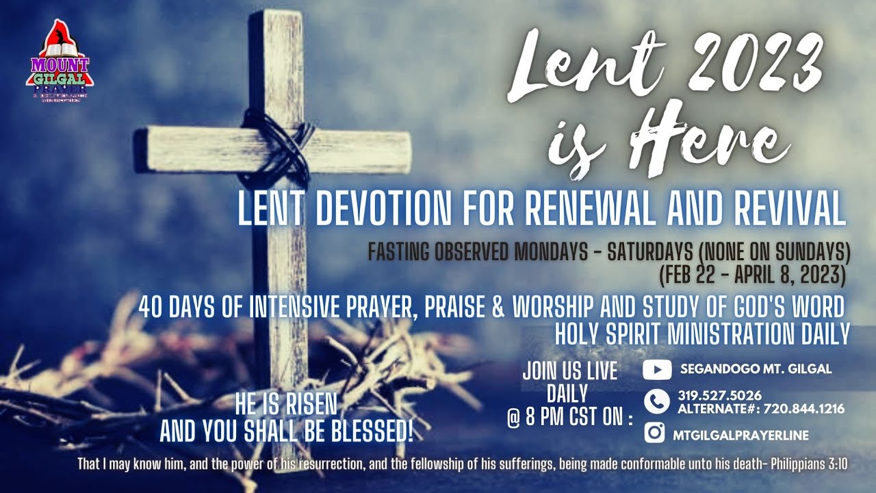 LENT DEVOTION FOR RENEWAL AND REVIVAL. @ 8PM (CST) DAY 29/40. (MAR. 27, 2023) - YouTube