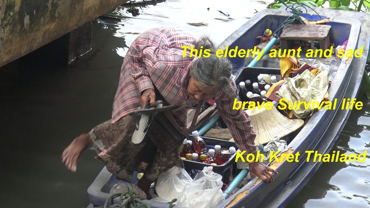 This elderly aunt sad but brave survival life Pak Kret Thailand - YouTube